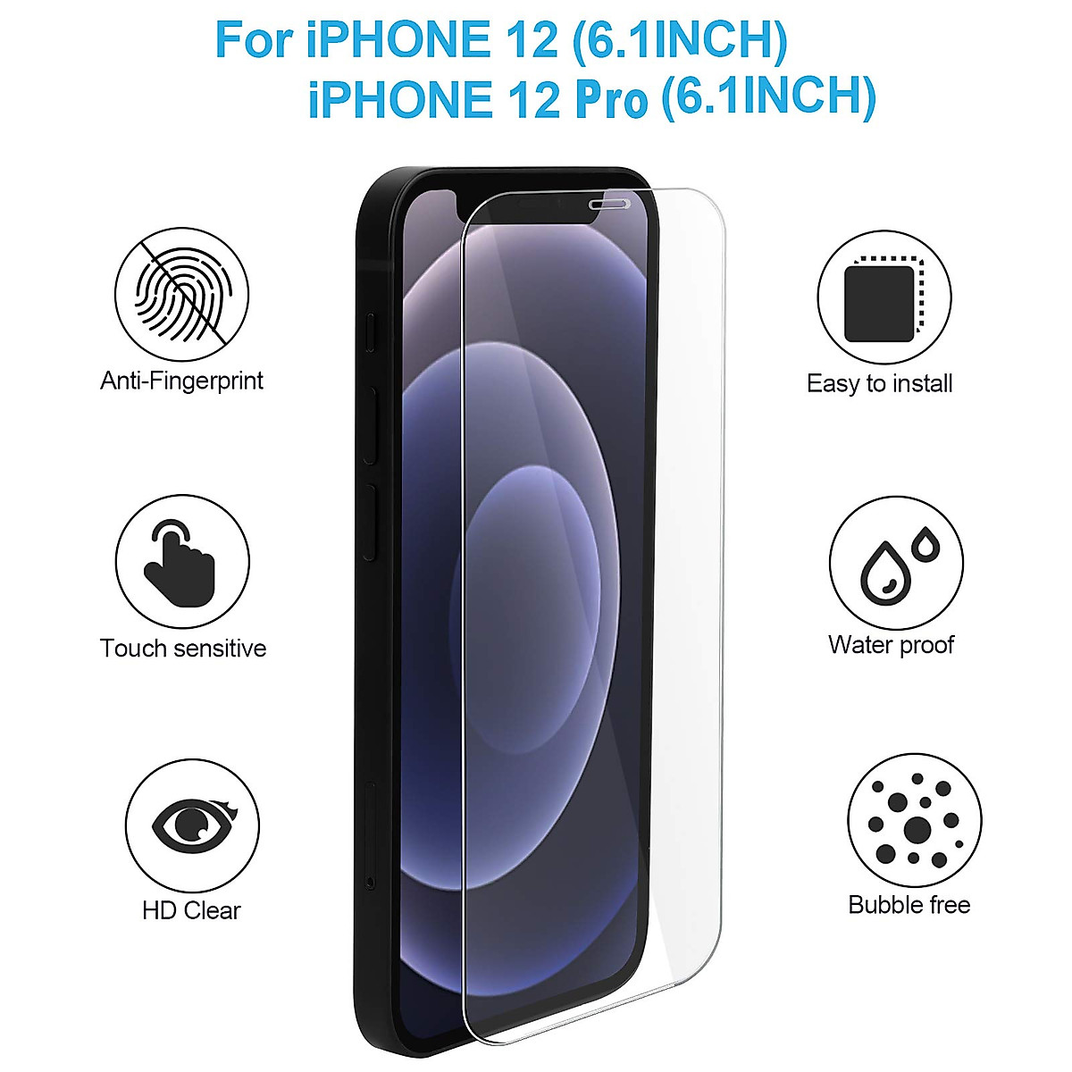 (4-Pack) Tempered Glass Screen Protectors for iPhone 12 Mini 5.4-inch with Back Covers, Akwox 9H Front Screen Protector and Back Screen Protector for iPhone 12 Mini (5.4" Display, 2020)