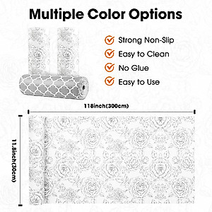 Gopas Drawer and Shelf Liner for Kitchen Cabinets Non-Adhesive, Non-Slip Cabinet Liner Shelf Paper Strong Grip Waterproof Easy to Clean for Kitchen Shelves Cupboard, Flower,12IN X 10FT