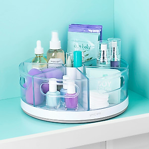 YouCopia Crazy Susan Lazy Susan Organizer, 6 BPA-Free Removable Clear Bins with Handles, Rotating Storage Turntable for Kitchen Cabinet, Pantry and Bathroom Organization,White