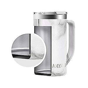 NAYAD Metro Stainless Steel Vacuum Insulated Thermos Coffee Mug, Travel Water Bottle with Lid for Iced Cold/Hot Drinks (Marble, 20 oz)