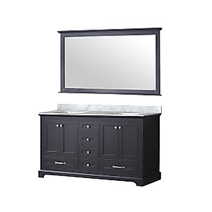 Bell+Modern Tybee 60 in. W x 22 in. D Espresso Double Bath Vanity, Carrara Marble Top and 58 in. Mirror