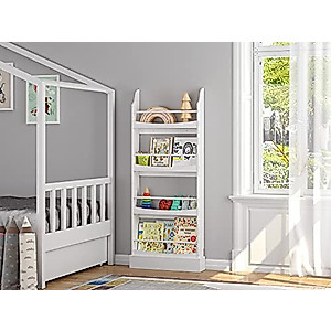 UTEX Kids Bookshelf,4 Tiers Children's Bookcases and Storage, Kids Bookcase Rack Wall for Bedroom,Study Living Room,White