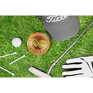 Golf Ball Shaped Whiskey Chillers, Single Whiskey Glass & Storage Bag - Non Lead Crystal Whiskey Stones for Chilling Vodka, Whiskey & Scotch - Fun Cocktail Glasses - Golf Drinking Accessories