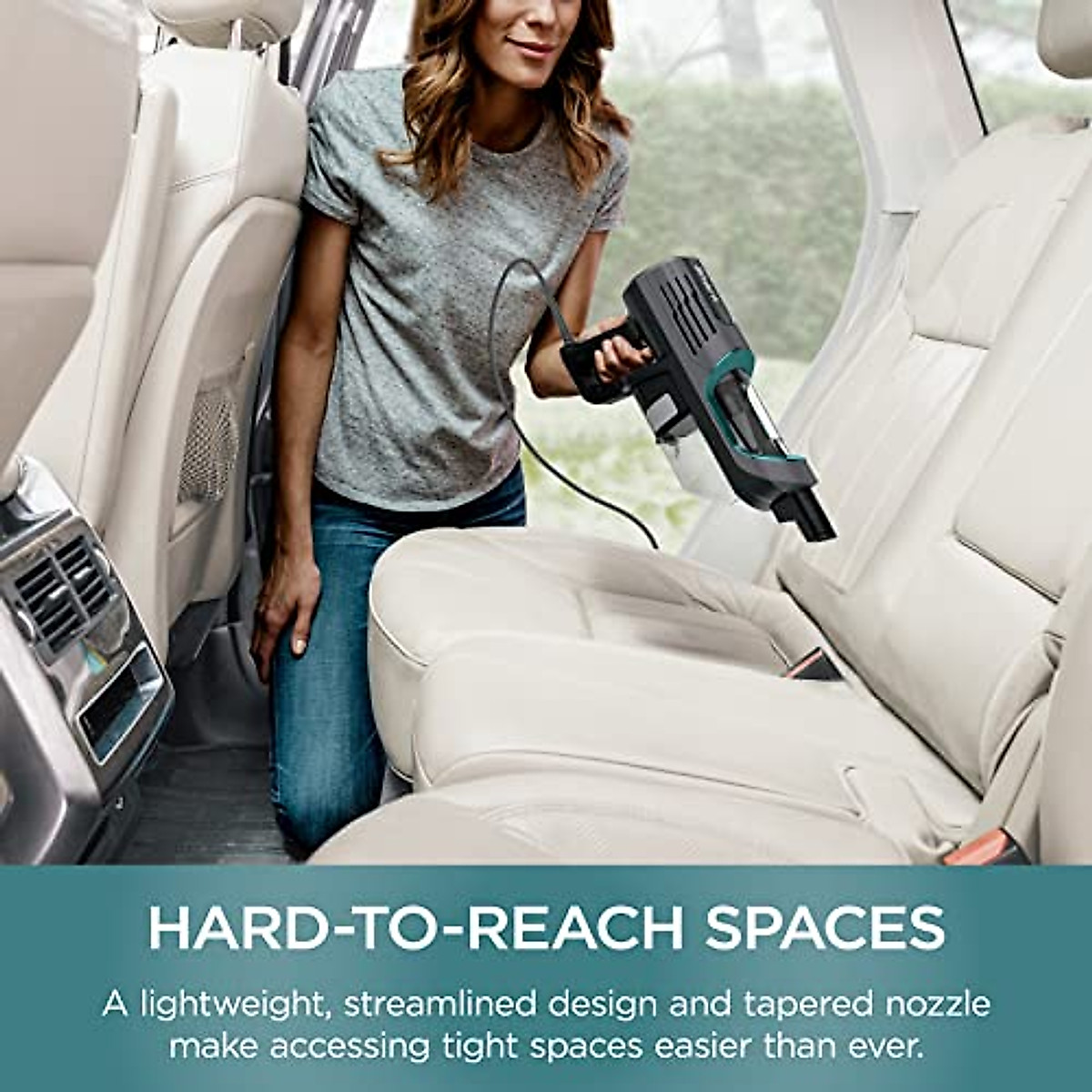 Shark HH202 Ultralight Corded Handheld Vacuum with Self-Cleaning Power Brush & Crevice Tool, Hypervelocity Suction & Removable, Perfect for Pets, Teal, 0.35 Qt. Dust Cup