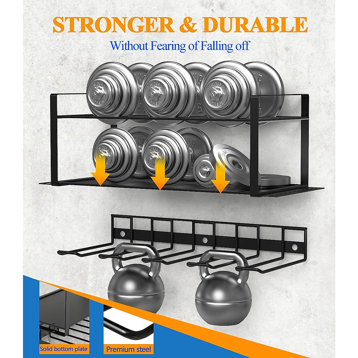 LIONONLY Power Tool Organizer Wall Mount Tool Storage Rack Holds 200 Lbs, GarageTool Organizers with 8 Drill，Wall Mount Drill Holder Rack for Easy Installation, 2 PACK