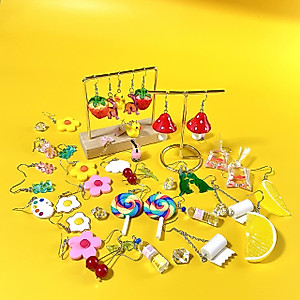 20 Pairs Weird Earrings Funny Earrings Aesthetic Indie Y2k Accessories Cool Fun Cute Funky Alt Novelty Kawaii Quirky Dangly Creative Object Crazy Drop Dangle Earrings for Women
