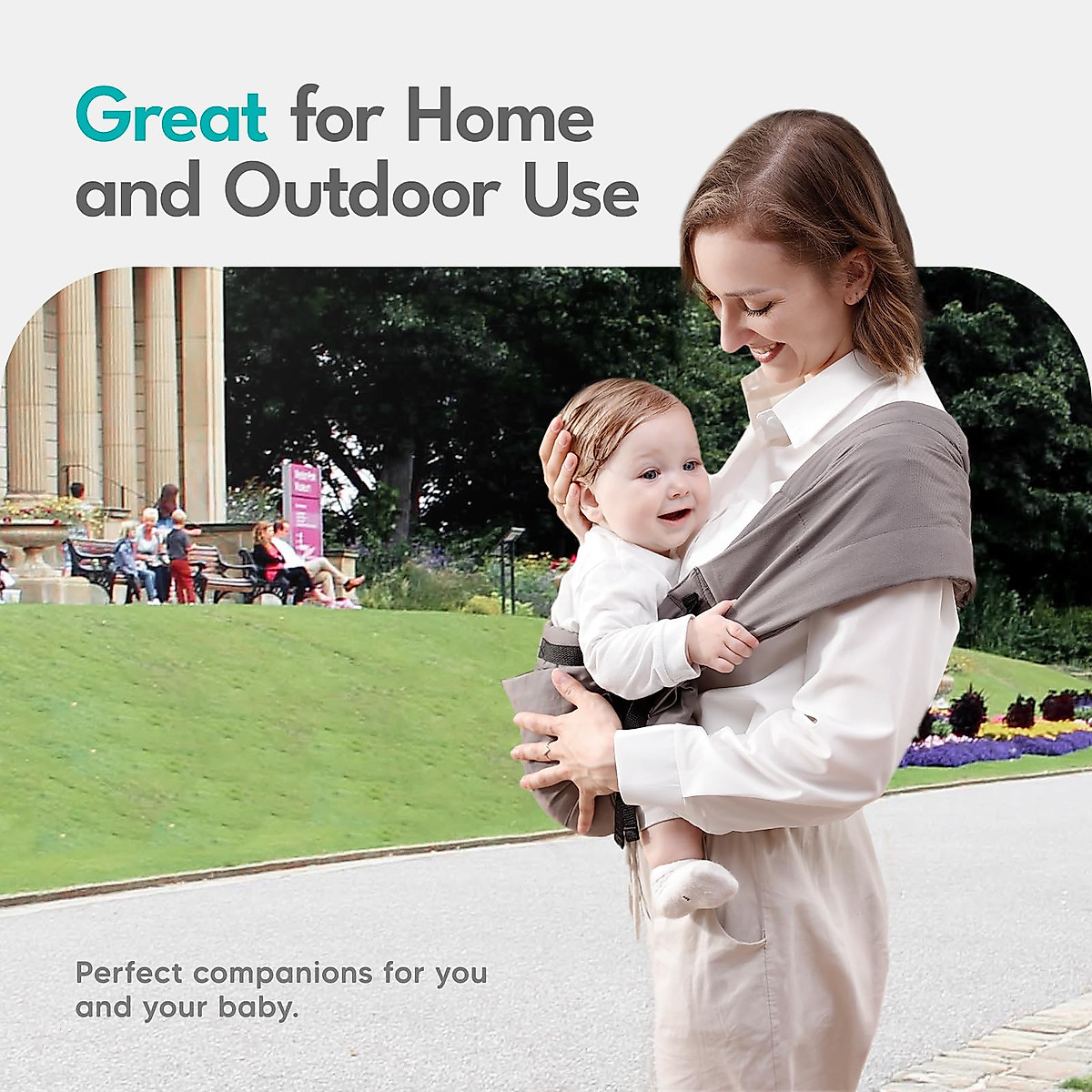 HOMEAL Baby Sling Carrier - Newborn to Toddler, Adjustable Hand-Free Sling for 7-40 lbs, Grey