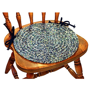 Sabrina Tweed Chair Pads, 15 by 15-Inch, Denim, Set of 4