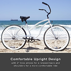 Firmstrong Urban Women's Beach Cruiser Bike, Single Speed Bicycle, 26 Inch Wheels, Aluminum, White