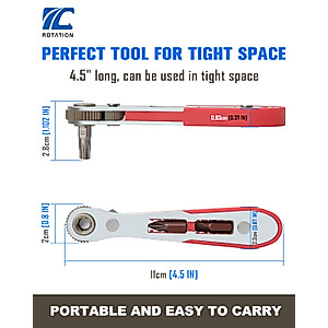 ROTATION 44pc Bit Set with 1/4 Mini Ratchet Offset Screwdriver, Portable Case, CR-V Steel, Drive Handle & Multi Hex/Phillips/Slotted/Torx/Star Bit