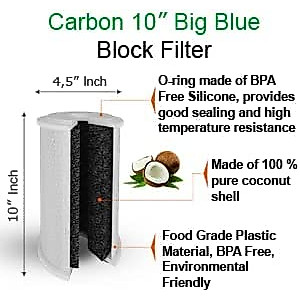2 High Capacity Coconut Shell Carbon Block & 2 Big Polypropylene Sediment 5 Micron 4.5" x 10" Water Filter Cartridges for Universal Whole House System COMPATIBLE WITH: FC15BX4, 155358-43, DGD-5005-10