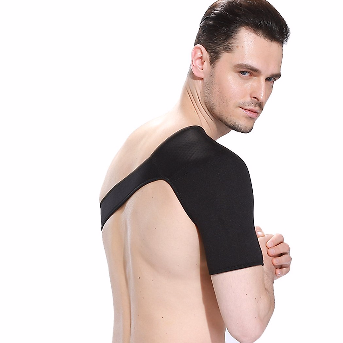Ktdzone Breathable Neoprene Shoulder Brace Support with Pressure Pad for Injury Sports - Adjustable Wrap Strap Band Right Side