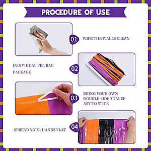 YUKL Orange Purple Black Halloween Party Decorations 2Pack Foil Fringe Backdrop Curtains Halloween Decorations Birthday Backdrop Streamers Party Decorations for Halloween Birthday Party Decorations