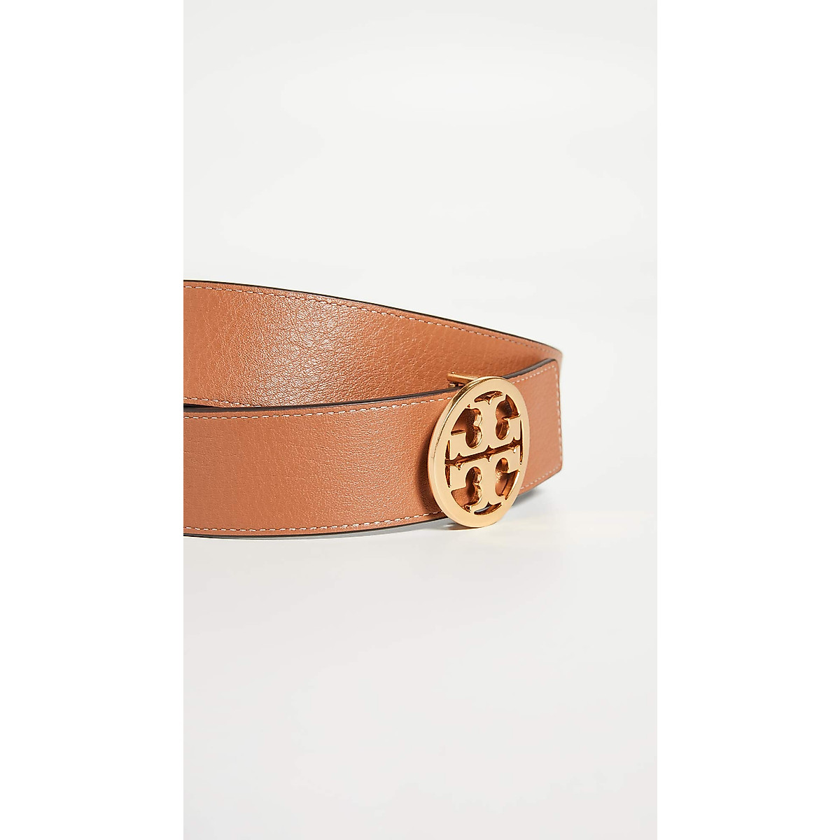 Tory Burch Women's 1.5" Miller Reversible Belt, Black/New Cuoio/Gold, XS