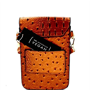 Trendeology Ostrich Print Embossed Small Cellphone Cross Body Bag
