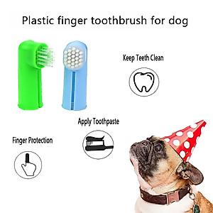 QeeHeng Pet DogToothbrush Kit,Cat Finger Toothbrush,Dog Double Headed Toothbrush for Dental Care,Halitosis and Tartar Removal for Dog and Puppy（11 PCS）