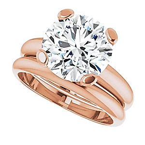 4 CT Round Cut Engagement Ring Set for Women Moissanite Rings Solitaire Promise 925 Silver 10K/14K/18K Solid Rose Gold Bridal Ring Set (5.5)