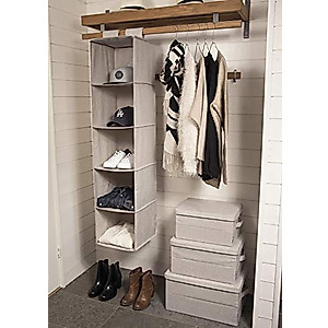 Bigso Soft Foldable Polyester Storage Box with Lid | Fabric Storage Bin with Lid and Handles for Closets and Rooms | Collapsible Storage Box for Clothes and More | 13.4″ x 17.7″ x 9.8” | Large | Beige