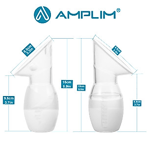 Amplim 2X Food Grade Silicone Breast Pumps 4oz/100ml | Manual Breast Pump Milk Collector with Breastfeeding Milk Saver Stopper | FSA HSA | BPA PVC Lead and Phthalate Free | Blue Purple