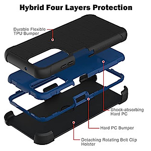 Leptech for Samsung Galaxy A03S Phone Case with Tempered Glass Screen Protector, [Holster Series] Belt Clip Hard Tough Full Heavy Duty Rugged Military Shockproof Armor Cell Phone Cover  (Black)