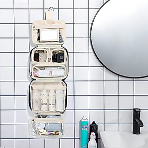 Estour Travel Toiletry Bag for Women, Makeup Bag Organizer with Detachable Mirror and Transparent Cosmetic Bag, Suitable for Travel Size Toiletries, Gifts for Women (Classic Black)