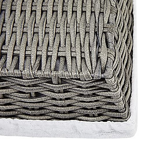 3-Pack Square Wicker Storage Baskets with Liners with Cloth Lining, Small Woven Bins for Organizing Kitchen, Pantry Shelves, Bathroom, Laundry Room, Closet (9x4 in)