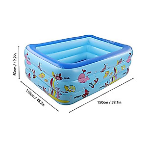 Rectangular Inflatable Pool PVC Inflatable Lounge Above Ground Family Swim Center for Summer Outdoor Backyard, Garden