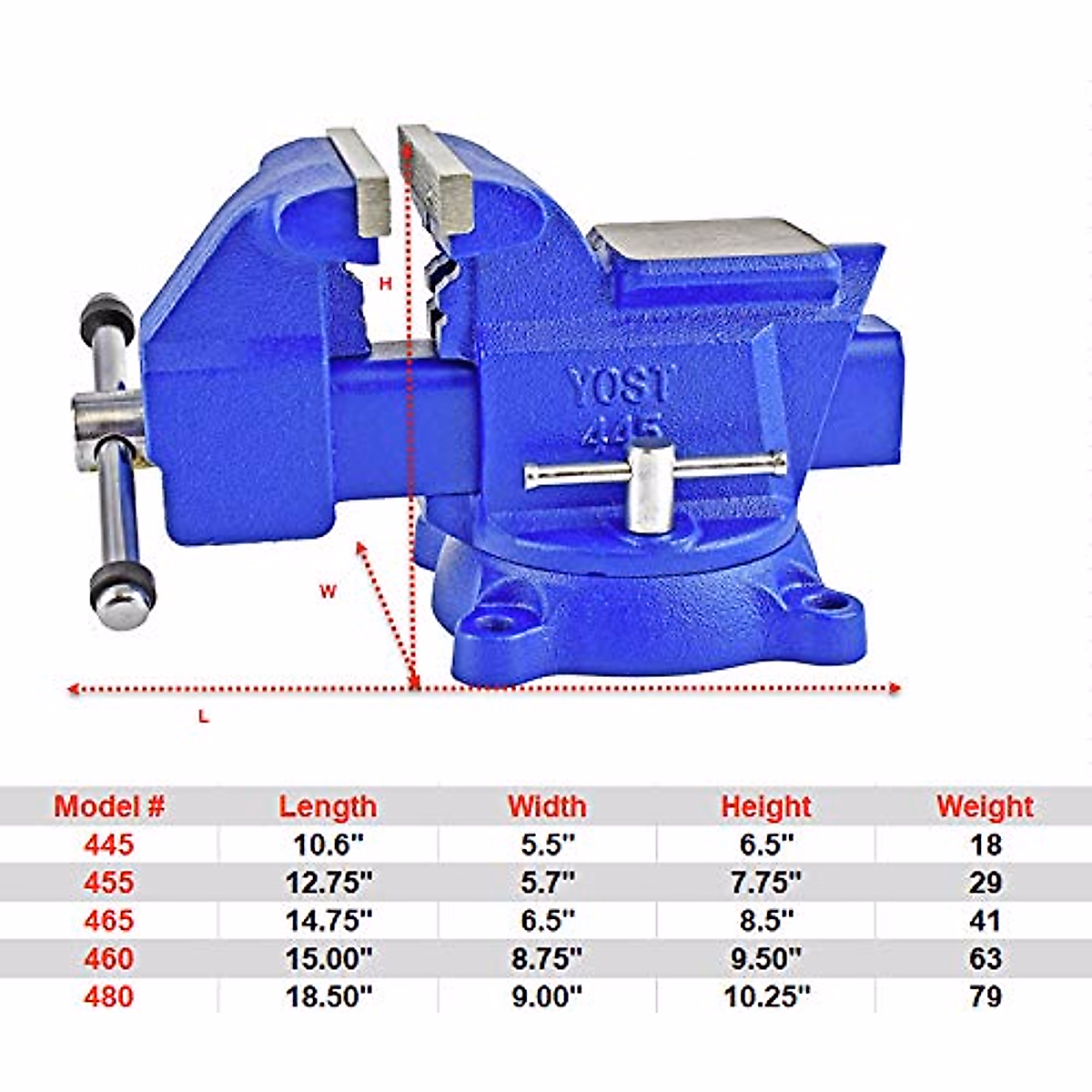 Yost Vises 465 Combination Vise | 6.5 Inch Jaw Width Heavy-Duty Utility Pipe and Bench Vise |Secure Grip with Swivel Base| Made with Cast Iron and Steel U Channel Bar | Blue