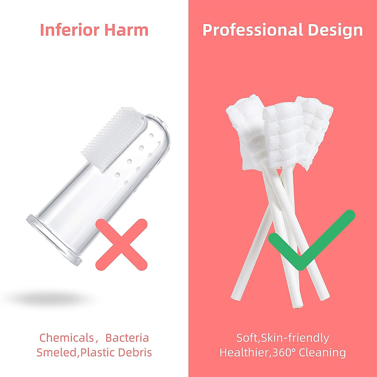 dearlomum Baby Tongue Cleaner, Newborn Toothbrush, 48PCS Disposable Infant Toothbrush Clean Mouth,Gauze Gum Cleaner Oral Cleaning Stick Dental Care for 0-36 Month