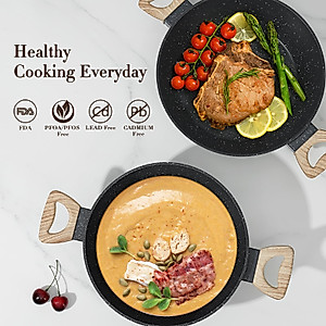 SODAY 13Pcs Pots and Pans Set Nonstick Cookware Sets, Black Granite Induction Cookware Non Stick Cooking Set with Frying Pans & Saucepans(Non PFOS, PFOA)