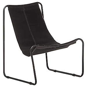 vidaXL Relaxing Chair Lounge Seating Living Room Home Seat Living Room Bedroom Hallway Office Interior Furniture Black Real Leather
