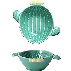WAYUTO Ceramic Salad Serving Bowl Cactus Bowl Food Serving Bowl Ice Cream Bowl Rice Cereal Bowl Yoghourt Bowl for Home, Kitchen and Restaurant Table Decoration Cactus Bowl