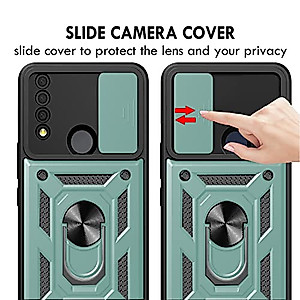 JCUEGRNY Compatible with TCL 30 XE 5G Case,TCL 20R 5G Phone Case,[2 Pack] HD Screen Protector.Built Slide Camera Protection Cover,Military Heavy Duty Protective Hard Shell for TCL 30 XE 5G Green