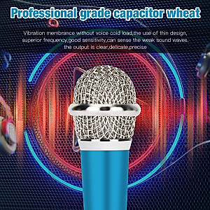 DELADOLA Mini Microphone,Portable Vocal Tiny Microphone, Asmr Microphone,Phone Microphone, Mini Karaoke Microphone for Voice Recording Chatting and Singing On iPhone,Android,Laptop Notebook（Blue）