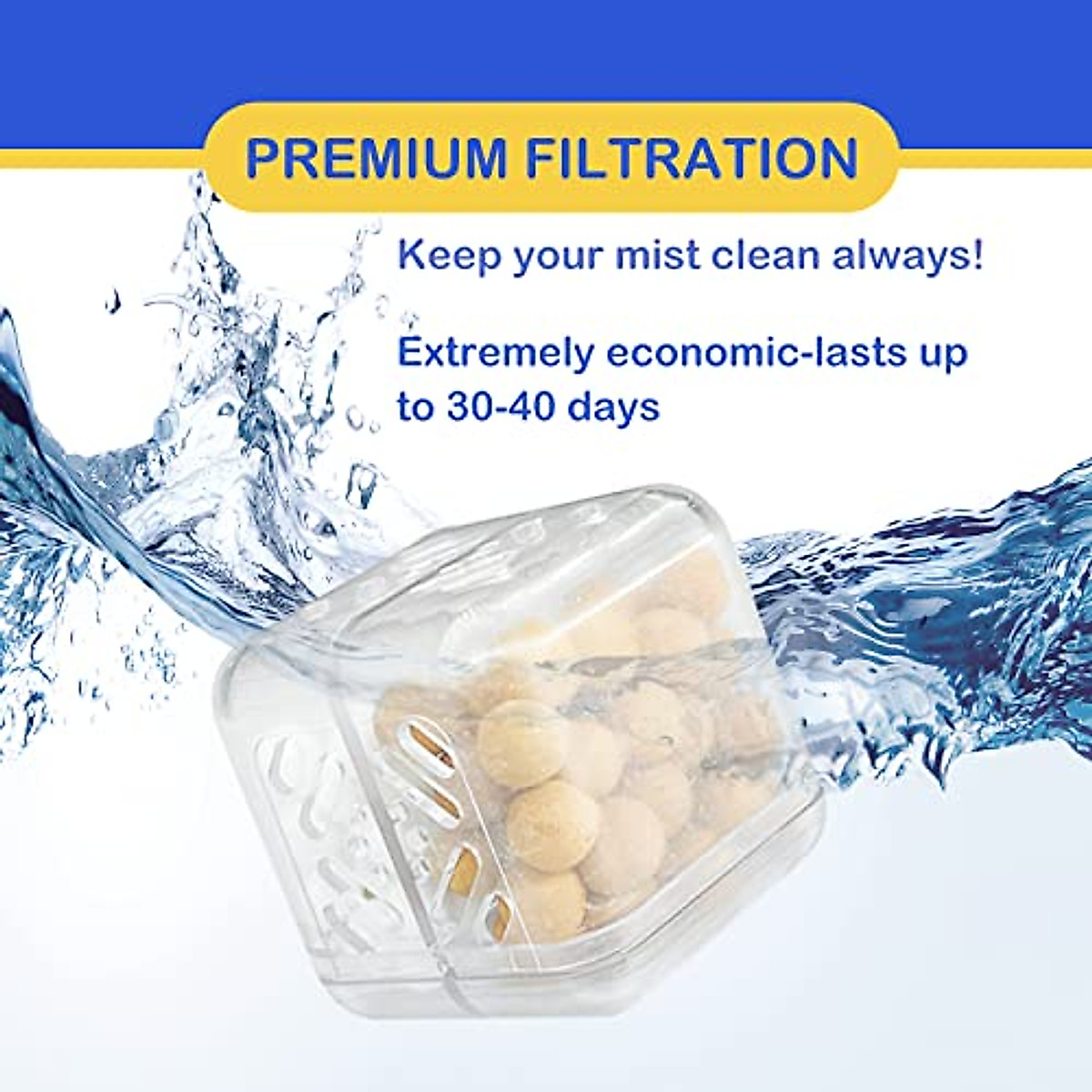 Humidifier Demineralization Cartridge Cleaning Filter Compatible with LEVOIT, GENIANI, EVERLASTING, Also Works with All Humidifiers Caliber Larger Than at Least 1.3 in Diameter (20 Cartridges)