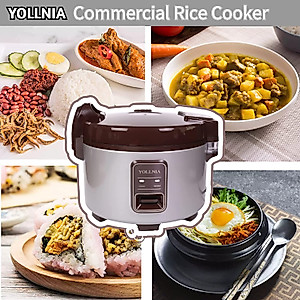 YOLLNIA Commercial Rice Cooker & 45 Cups (Cooked) Large Cooker Rice | 8.17Qt Rice Warmer Commercial | 1200W Fast Cooking Electric Rice Cooker for Restaurant | Auto Keep Warm | Non-Stick Inner Pot