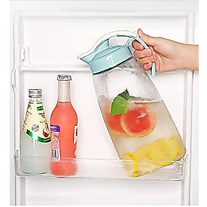 Frcctre 2 Pack Plastic Water Pitcher with Lid, 74 Oz Clear Airtight Beverage Pitcher Juice Container Water Carafe Fridge Jug for Juice, Coffee, Iced Tea, Lemonade, Heat Resistant & Shatter-proof