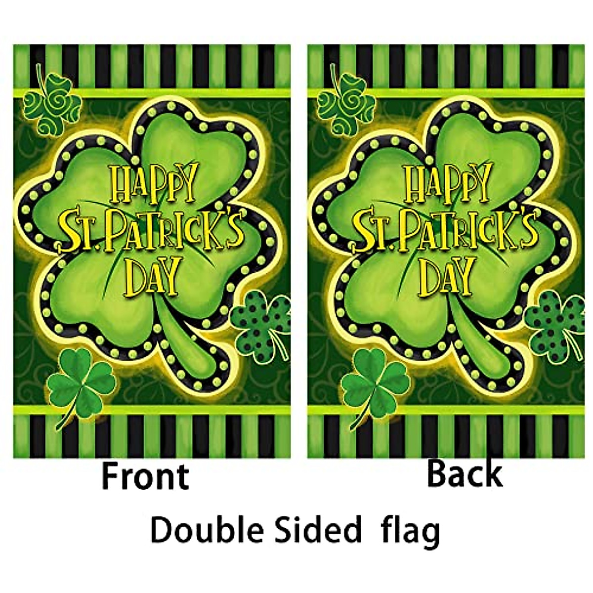 St Patrick's Day Garden Flag,Shamrock St Patricks Flag 12.5 x 18 Inch Clover Double-Sided Display 2 Layer Linen for Garden and Home Decorations
