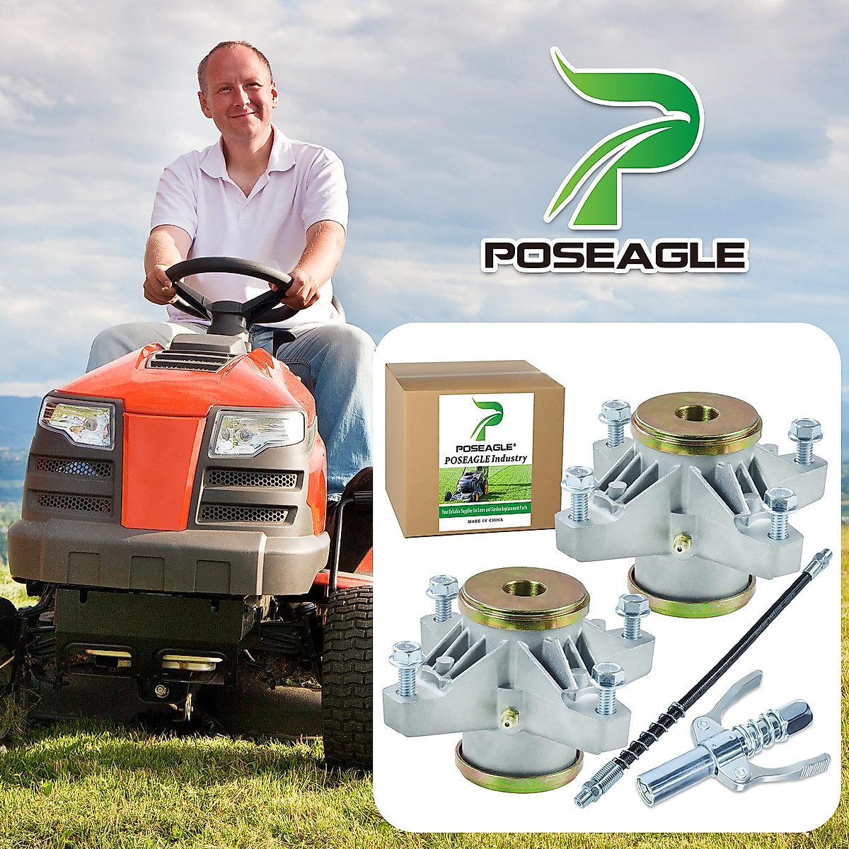 POSEAGLE 2 Pack 918-04426 Spindle Assembly Kit with 748-3065A Deck Spindle Spacer Replaces 618-3129A 618-3129C 918-3129A 918-3129C 618-04426 618-04394 918-04394 618-0677 719-3118A 618-3129 918-3129