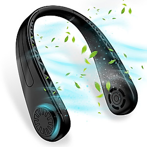 XUANYUQL Portable Neck Fan bladeless neck fan 3600mAh battery fans portable personal fan 360°Cooling Leafless Rechargeable USB Powered Desk Fan neck fan for women men 3 Speeds-Black
