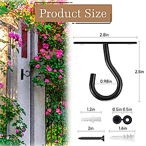 Ceiling Hooks for Hanging Plant, Hanger for Indoor and Outdoor Plant Pots Holder, Wall Hook for Planters, Flower Basket, Wind Chimes, Lanterns, Lights, Bird Feeders, Home Decor-2.5Inch 6Pack