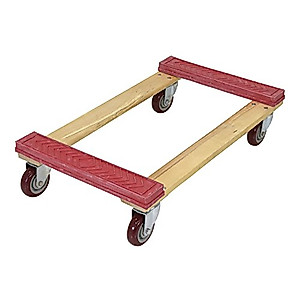 Vestil HDOR-1830-12 Rubber End Hardwood Dolly with Hard Rubber Casters, 1200 lbs Capacity, 30" Length x 18" Width x 7" Height Deck