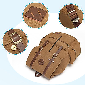 Modoker Mens Canvas Vintage Backpack for Men,Women, Travel Laptop Backpack Fits 17/15.6 Inch Computer & Tablet, Large Bookbag Rucksack Backpack with USB Charging Port, Brown