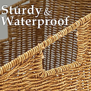 myHomeBody Wicker Home Organizer Basket | Office Organization as Book Holder, Desk Organizer, Magazine Holder | Home Organization | Wicker Baskets for Storage & Organization | Tan, 1pc