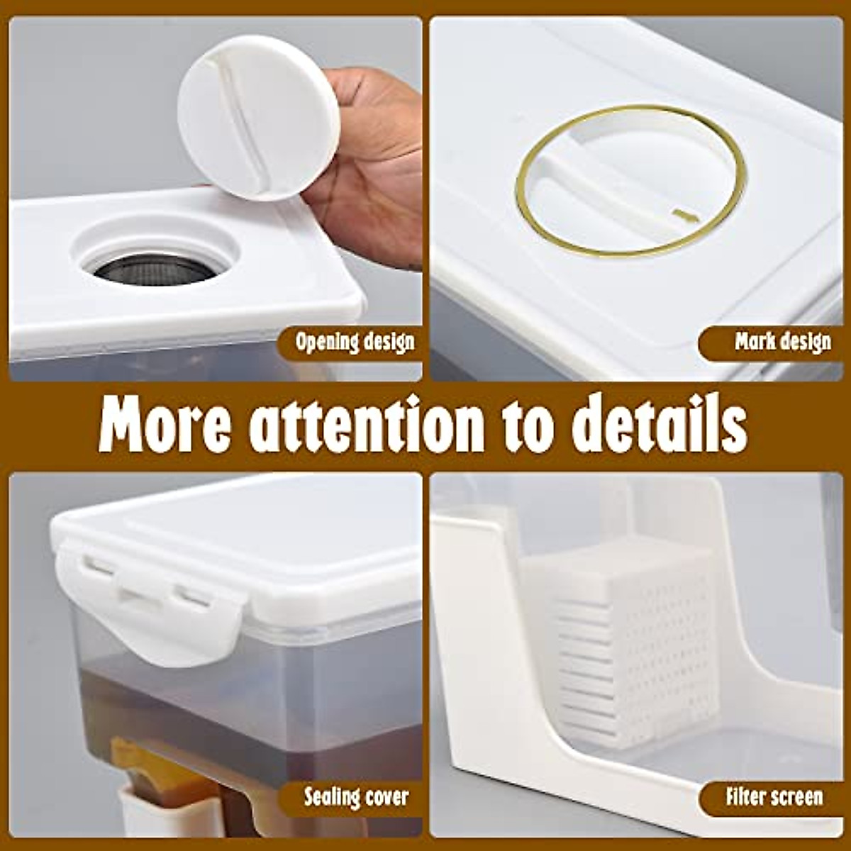 EUMIVF 0.9 Gallon Cold Brew Coffee Maker,Iced Coffee Maker With 600 Mesh Ultrafine Mesh Steel Filter And Spigot Iced Coffee Makers, Cold Brew Pitcher And Drink Dispenser For Fridge &Parties.