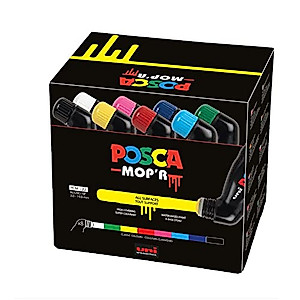 Uni Posca Multicolor Posca Markers Set, Mop'R Posca Paint Markers with XXL 3-19mm Round Tip for Any Surface, ACMI-Certified Non-Toxic Formula, MOPR Set