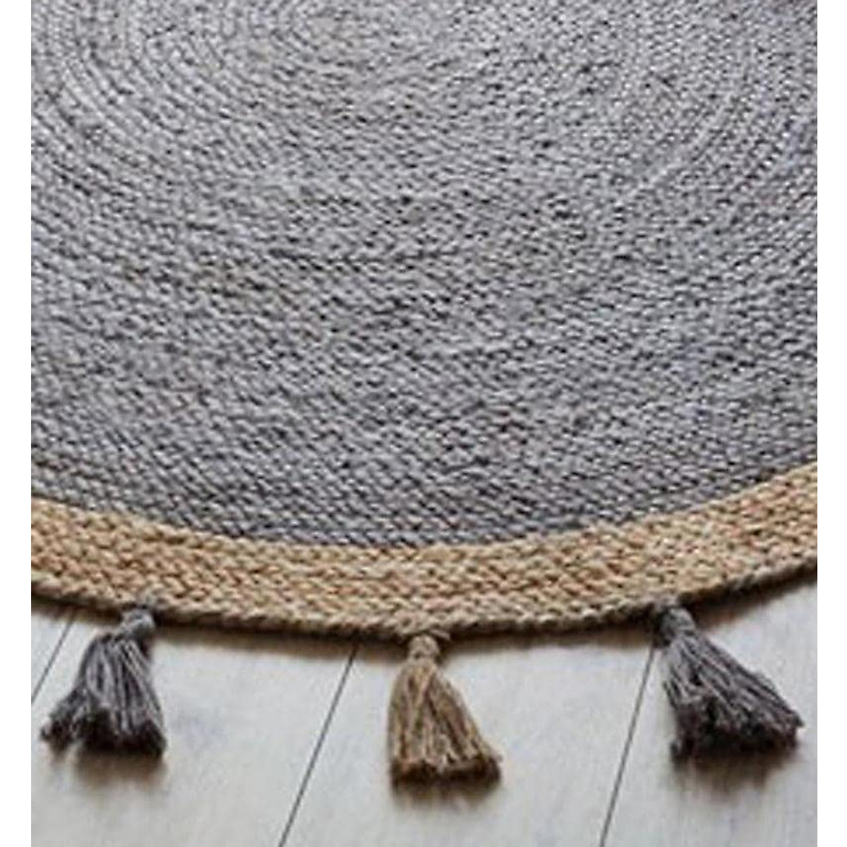 3x3 4x4 5x5 6x6 7x7 8x8 ft. Jute Braided Round Rug Natural Fiber Rug Handmade Rug Round Turkish Rug Hemp Rug Large Area Rug Office Sisal Jute Rug by Rugs Hut (7x7 feet Round Rug, Grey)