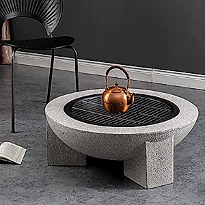 LEAYAN Garden Fire Pit Grill Bowl Grill Barbecue Rack Fire Pit Outdoor fire Pit, 29-inch Wood-Burning fire Pit, Spark Screen, Poker, Courtyard Garden Barbecue fire Pit