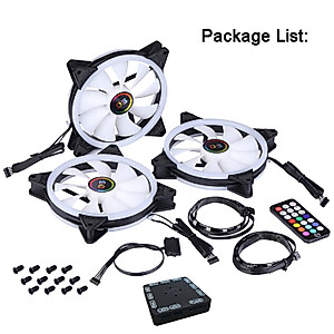 DS 140MM LED Fans with Controller for PC Cases, Addressable RGB Fans for Computer Case, CPU Coolers, Radiators System (3Pack RGB Fans, 2Pack PC LED Strips, 4th GEN Hub Box, A Series)