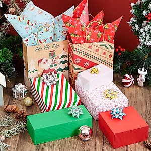 Joiedomi 150 Sheets Christmas Tissue Paper Assorted Design; Easy and Fast Gift Wrapping Accessory Perfect for present Boxes, Xmas Gift Wrapping Bags and Wine Bottles